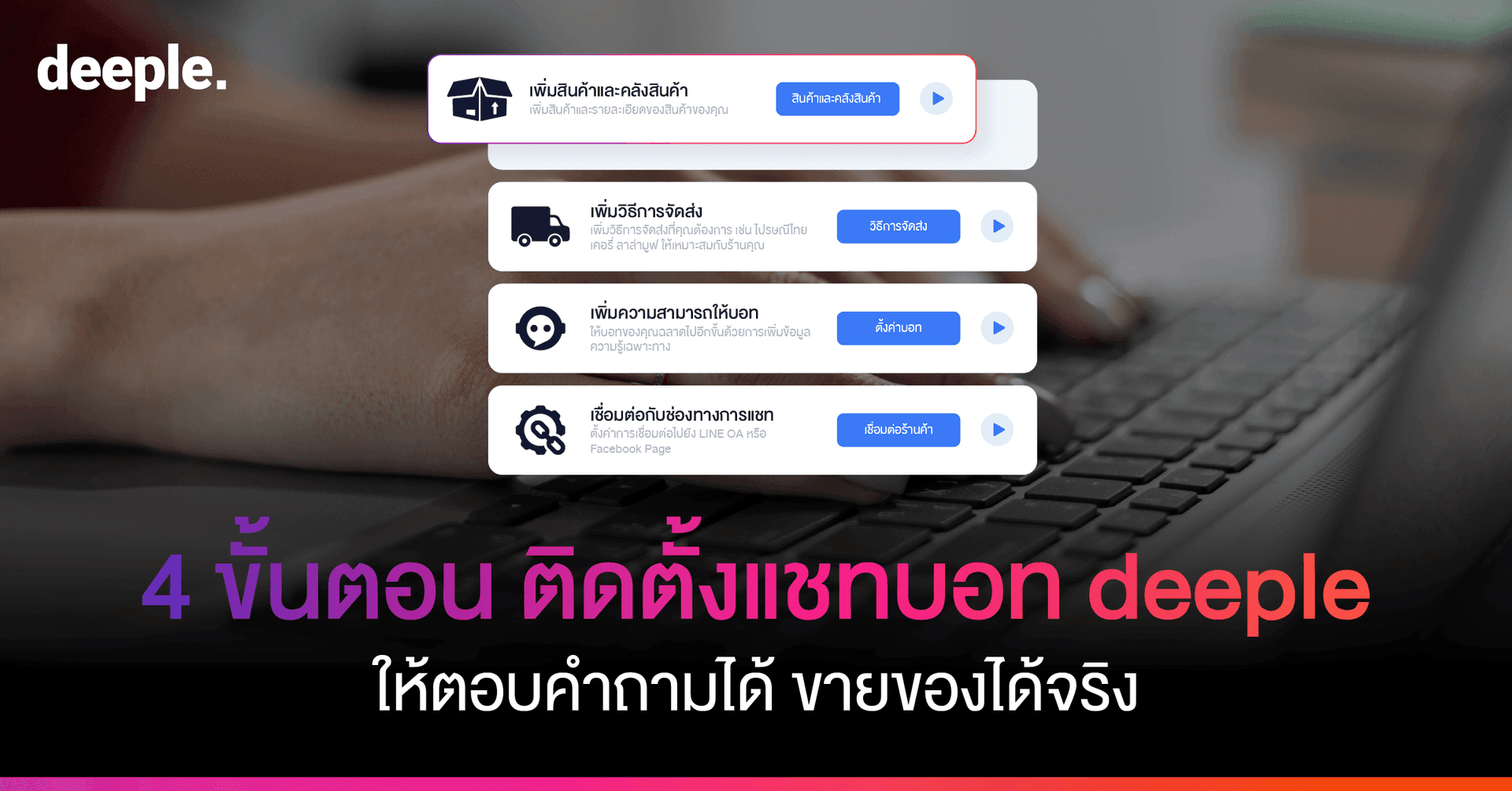 คู่มือติดตั้งแชทบอทให้ตอบคำถามได้ ขายของได้จริงใน 4 ขั้นตอน | deeple AI Chatbot