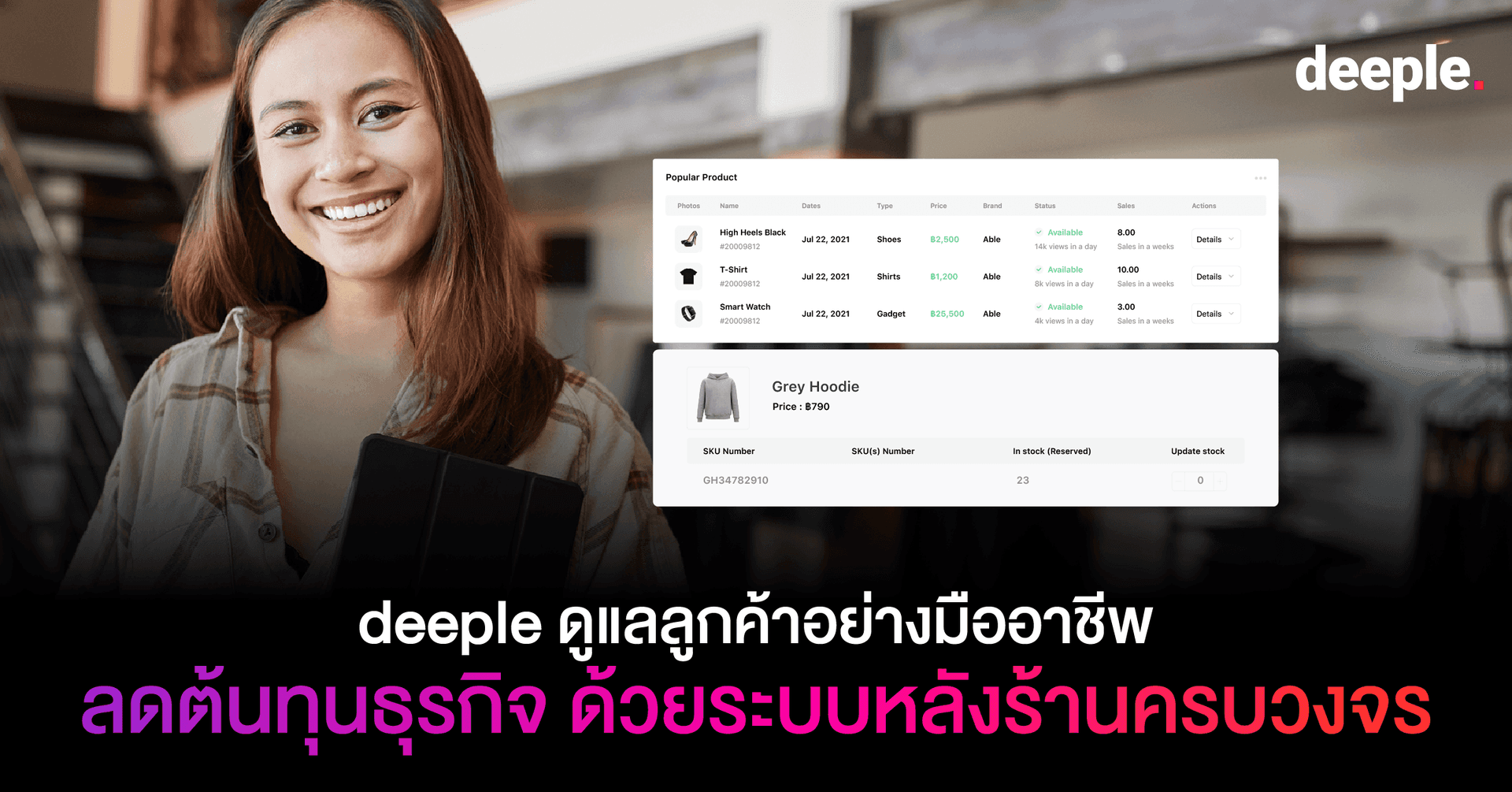 deeple ดูแลลูกค้าอย่างมืออาชีพ พร้อมลดต้นทุนธุรกิจ ด้วยระบบหลังร้านครบวงจร